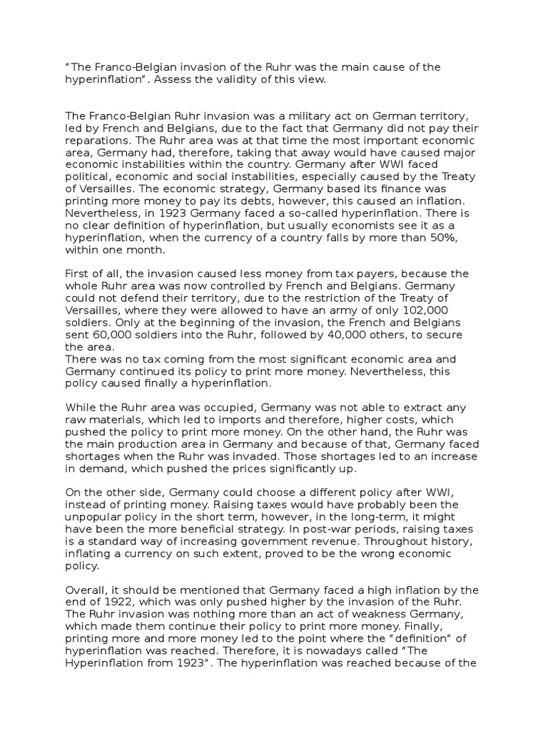 Assessing the Validity of the View that the Franco-Belgian Invasion of ...