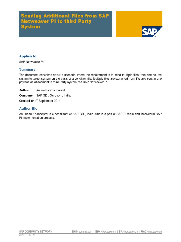 Sending Additional Files From SAP Netweaver PI To Third Party FTP Location PDF | PDF | Ibm ...