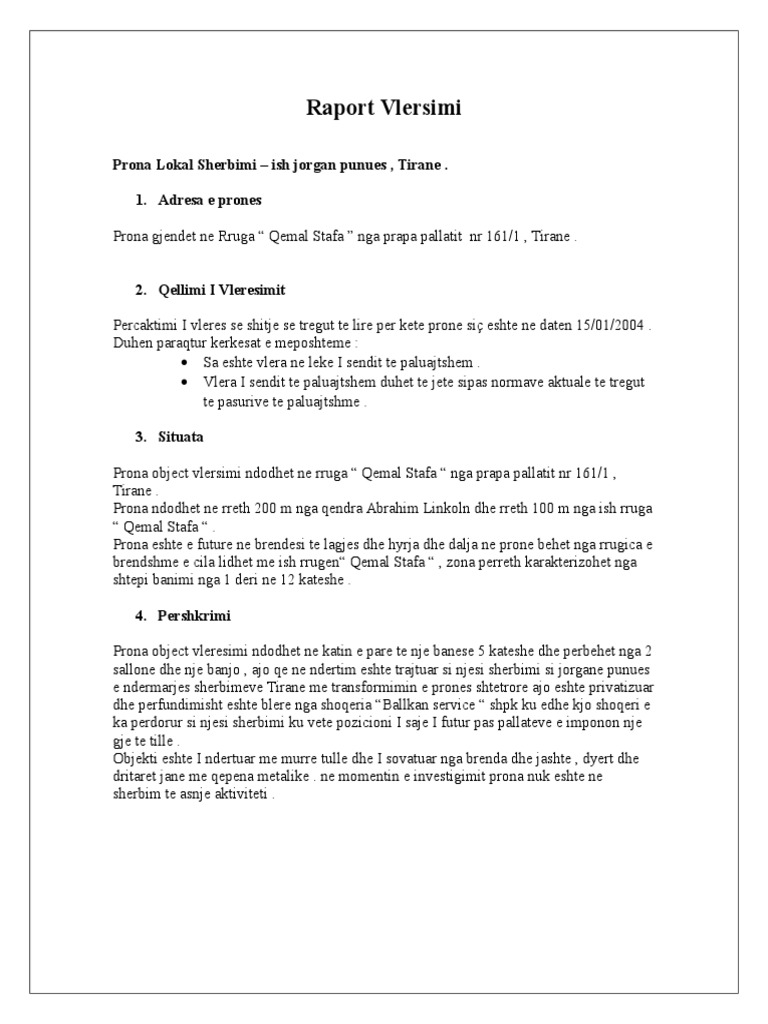 Raport Vlersimi | PDF