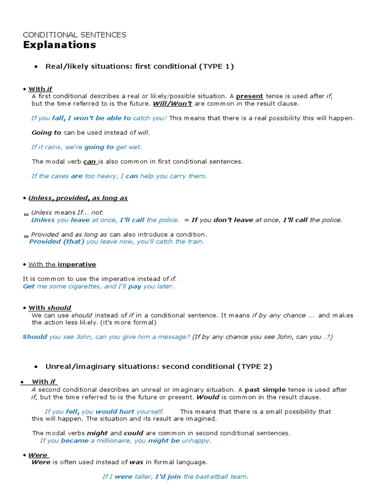 Conditional Sentences Theory | PDF | Perfect (Grammar) | Morphology