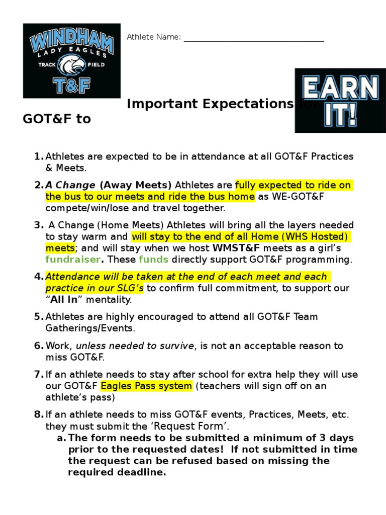Bulleted Team Expectations | PDF | Sports