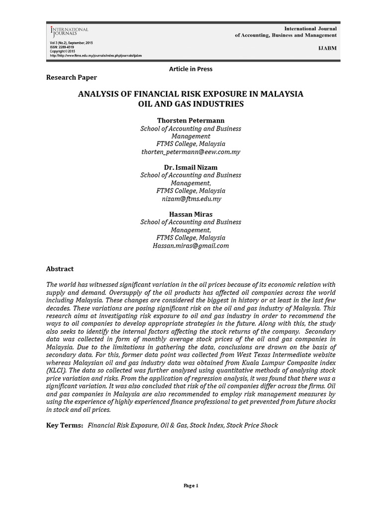 Analysis of Financial Risk Exposure in M PDF | PDF | Price Of Oil ...
