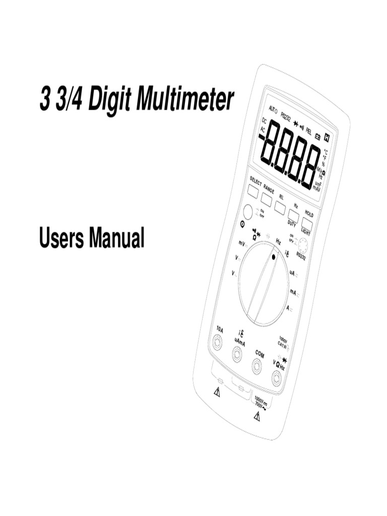 3 3/4 Digit Multimeter: Users Manual | PDF | Switch | Electrical Equipment