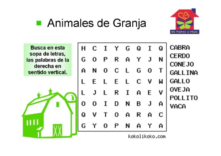 Sopa de Letras Animales Domesticos | PDF