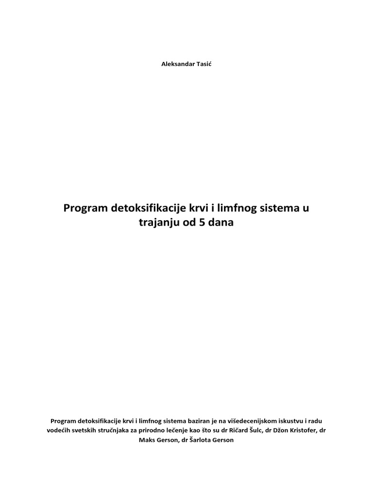 Detoksikacija Krvi I Limfnog Sistema | PDF
