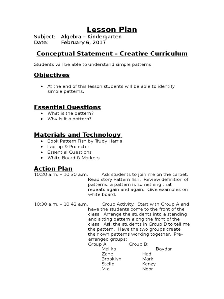 Lesson Plan - Patterns Feb 6 2017 | PDF