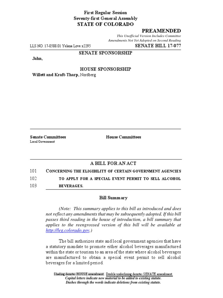 State of Colorado: First Regular Session Seventy-First General Assembly ...