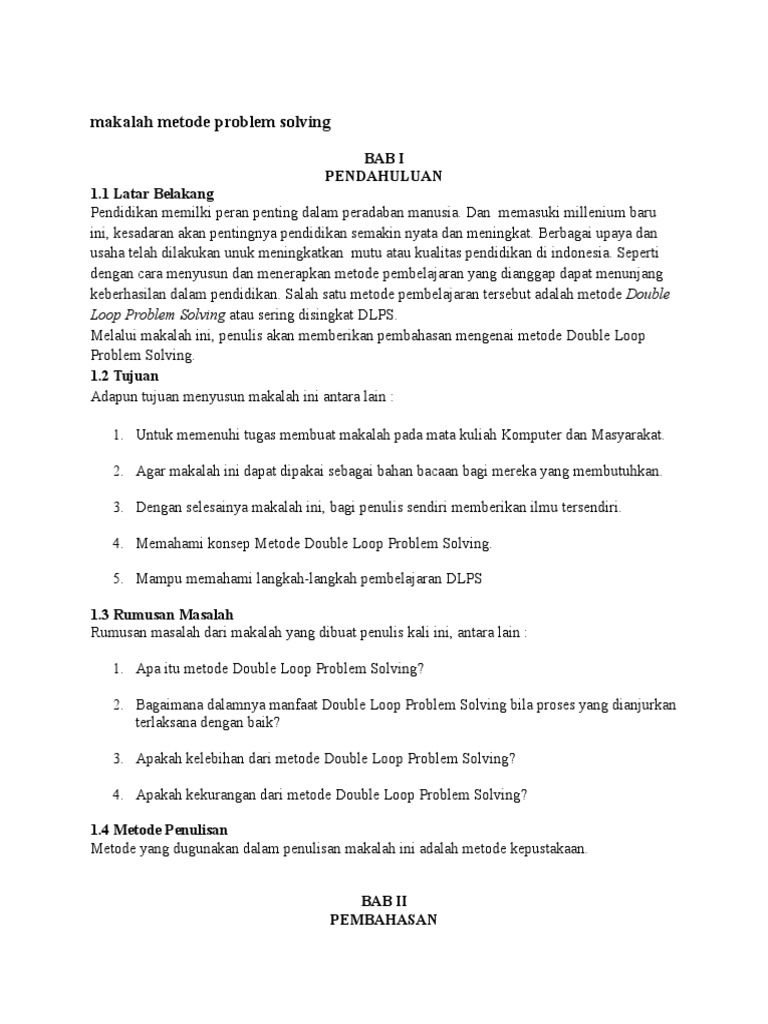 Makalah Metode Problem Solving | PDF | Karier & Perkembangan