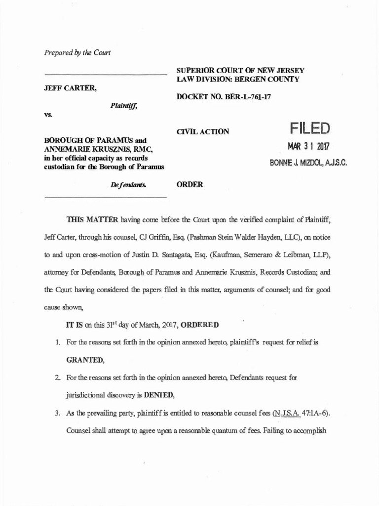 "Any Person" Can Use NJ Public Records Law: 3/31/17 Order by Judge ...