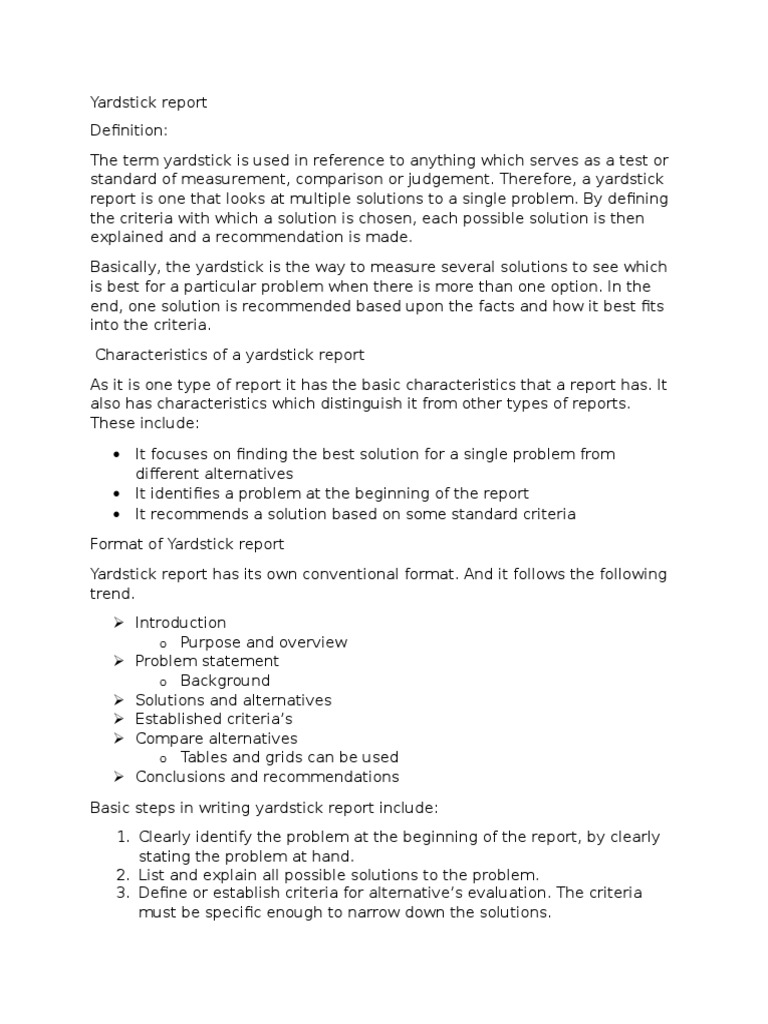 Yardstick Report | PDF