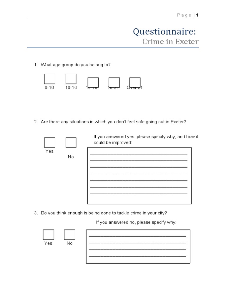 Questionnaire For People | PDF | Crimes | Crime & Violence