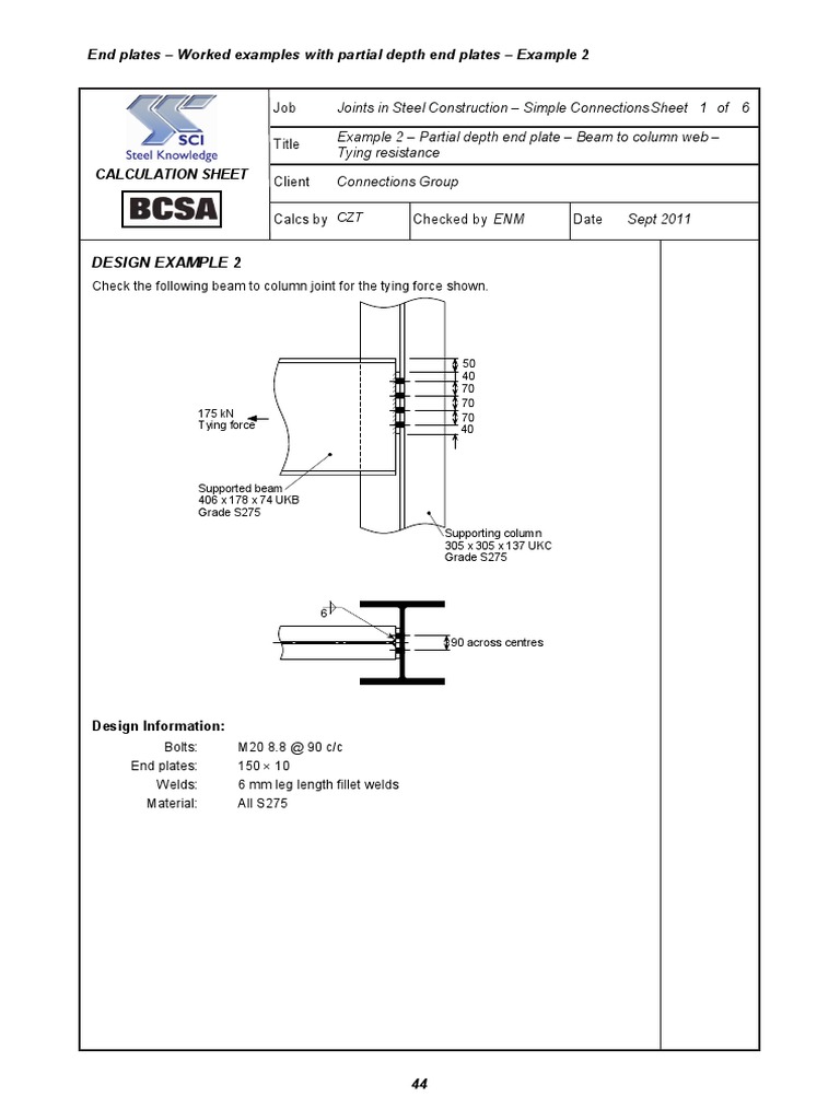 Partial Depth End Plate – Beam to Column Web
