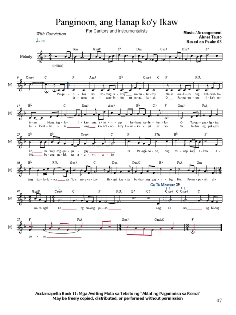 12a. Panginoon, Ang Hanap Ko'y Ikaw - Unison | PDF