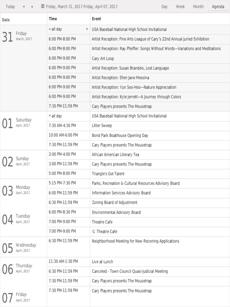 Cary Arts & Events Week | PDF