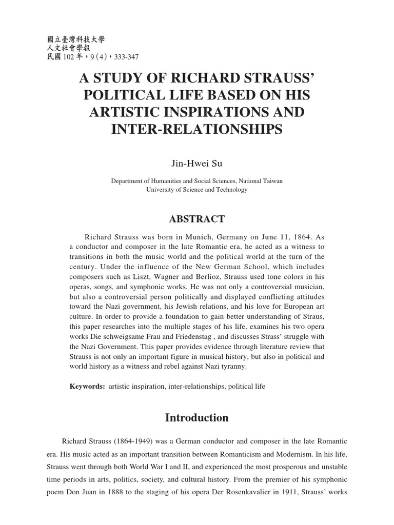 A Political Study of Richard Strauss | PDF | Richard Strauss | Nazi Germany