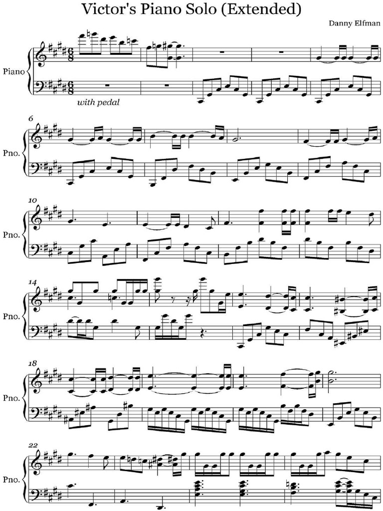 Corpse Bride, Victors Piano Solo Extended | PDF