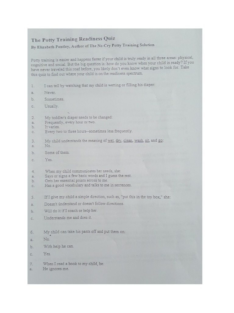 Potty Training Readiness Quiz | PDF