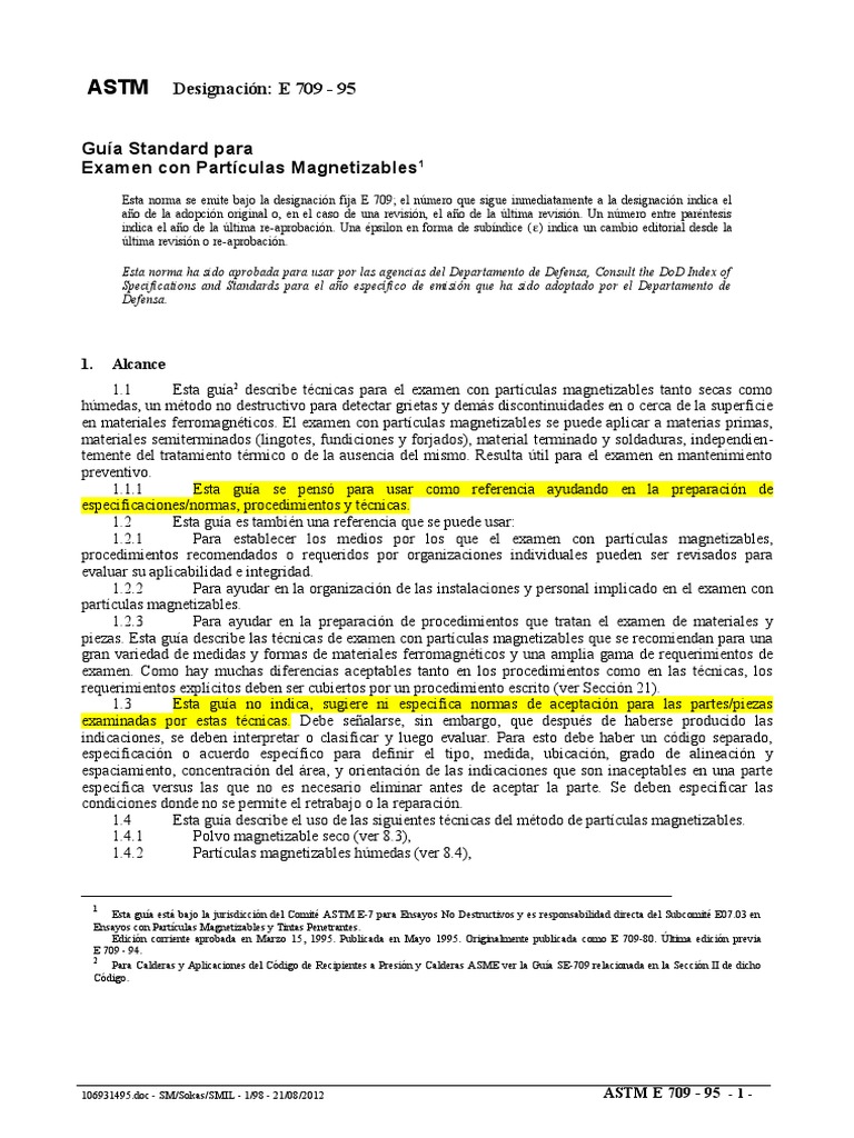 Astm-E709-95 MT PDF | PDF | Ultravioleta | Partículas