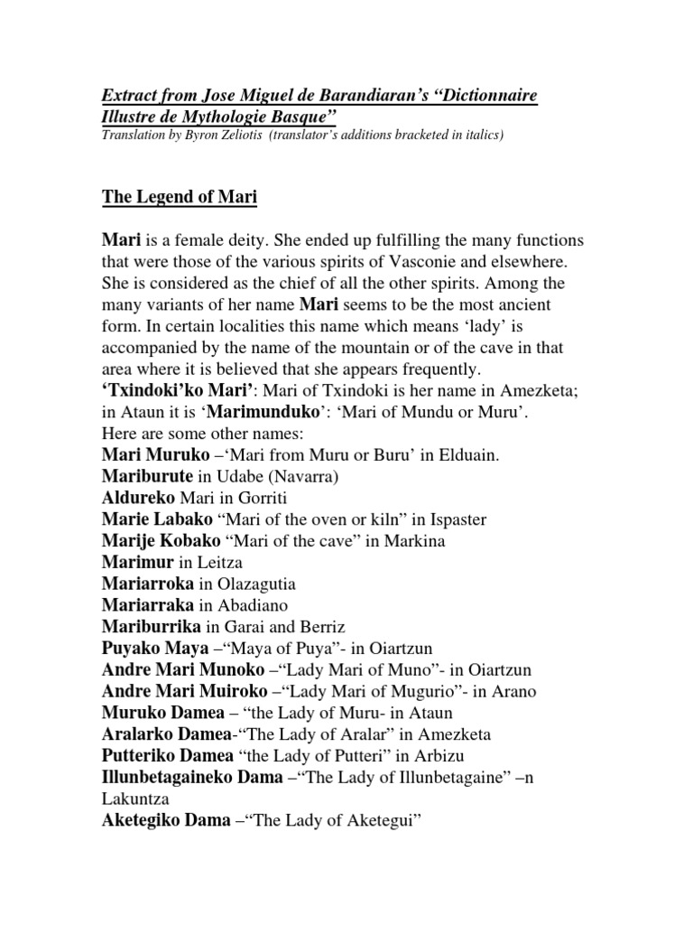 Mari and Basque Myths | PDF | Nature