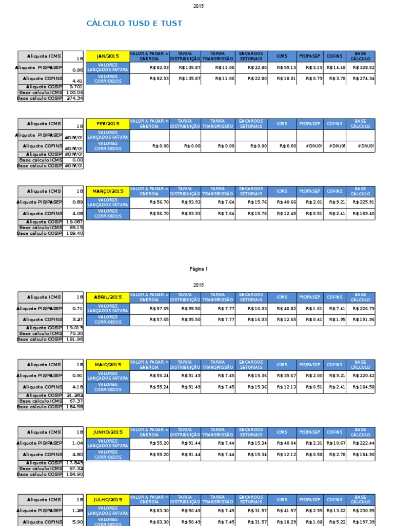 Cálculo TUST e TUSD | PDF