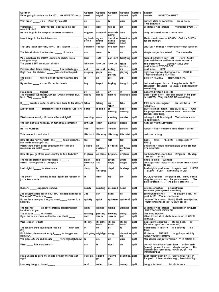ECL Exam | PDF | Curtain | Verb