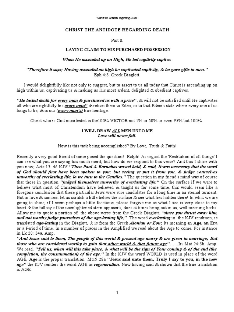 Part 08 Laying Claim For His Own. | PDF | Justification (Theology) | Jesus