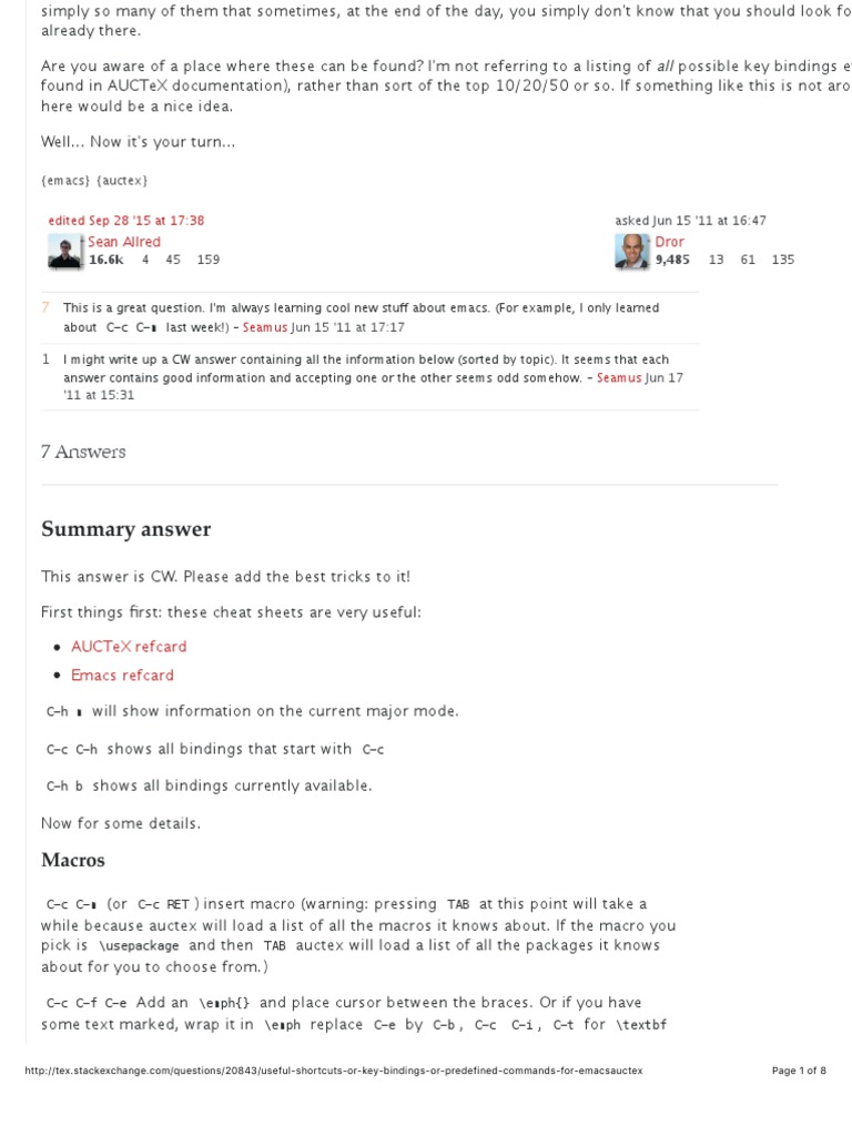 Useful Shortcuts or Key Bindings or Predefined Commands For emacs ...