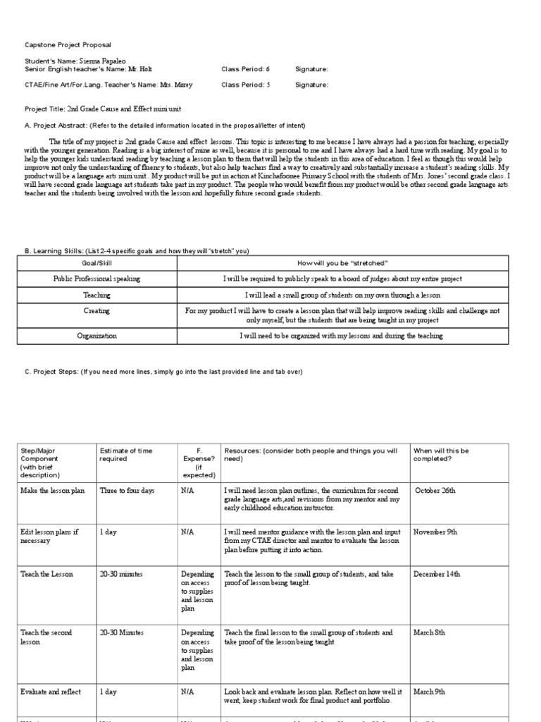 Copyof07 Proposalofintent Studentform | PDF | Lesson Plan | Teachers