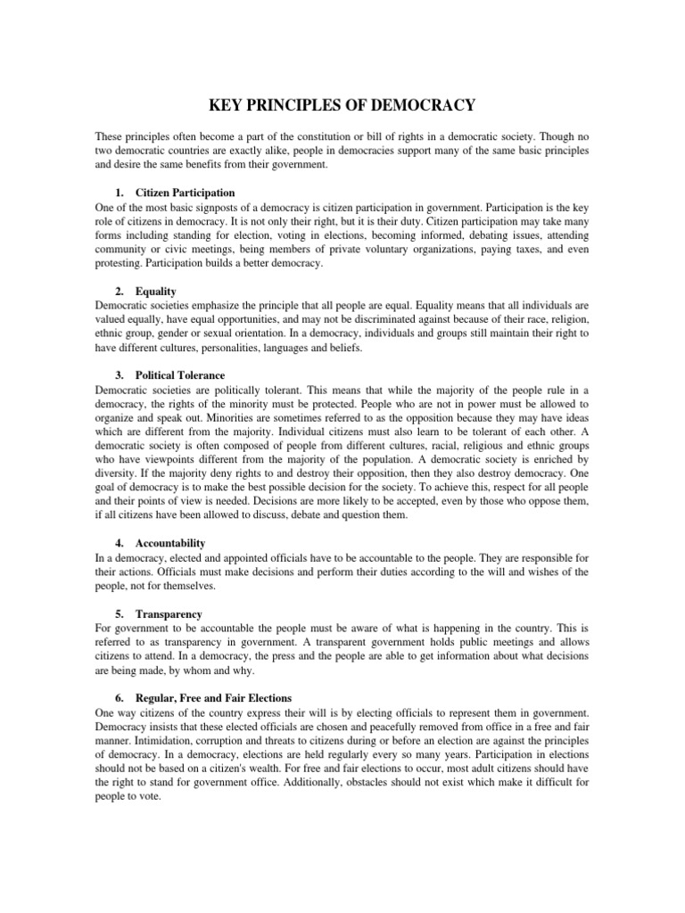 Key Democracy Principles Guide | PDF | Elections | Democracy