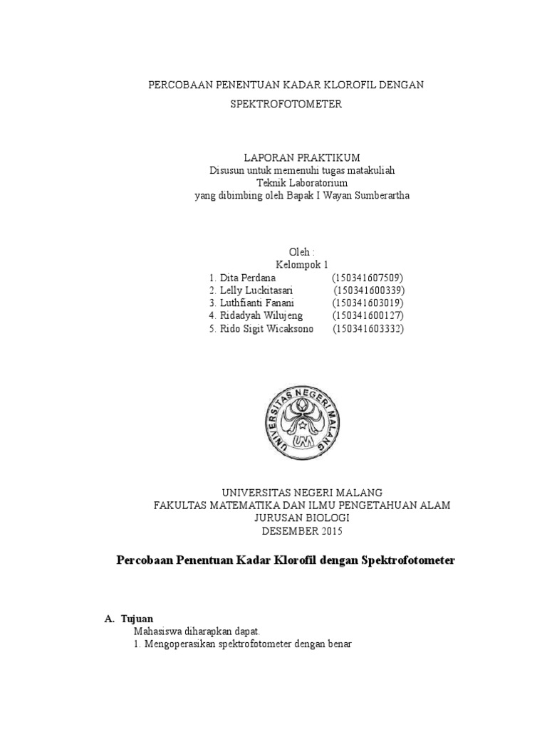 Pengukuran Kadar Klorofil Daun | PDF