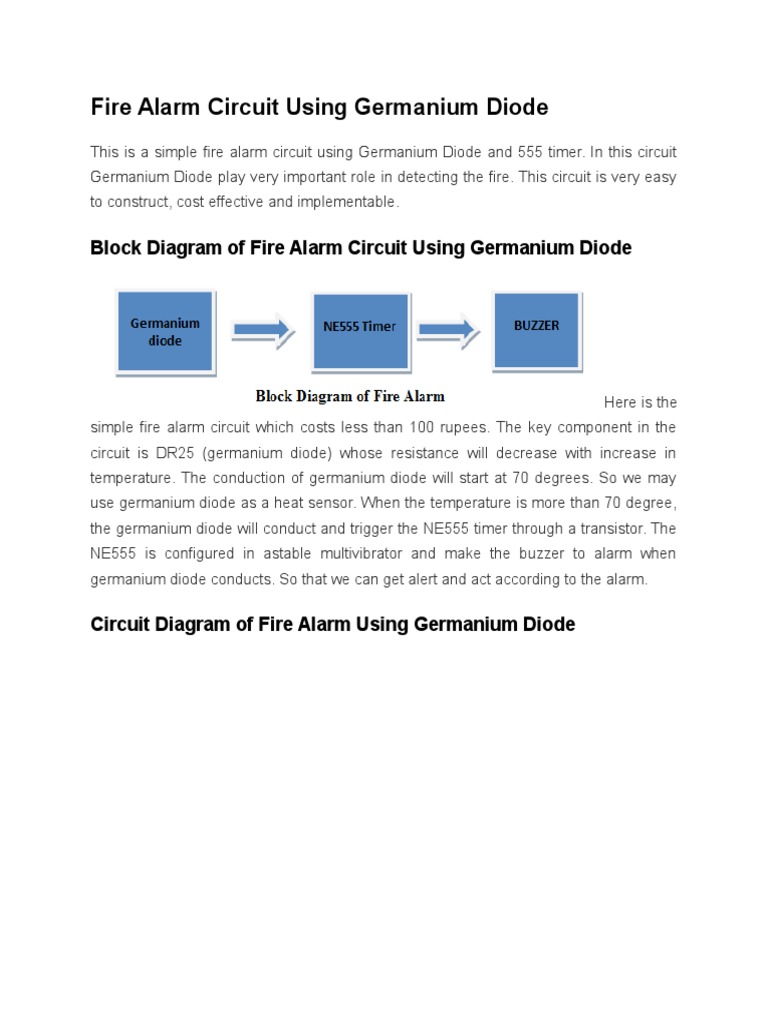 Fire Alarm Circuit Using Germanium Diode | PDF