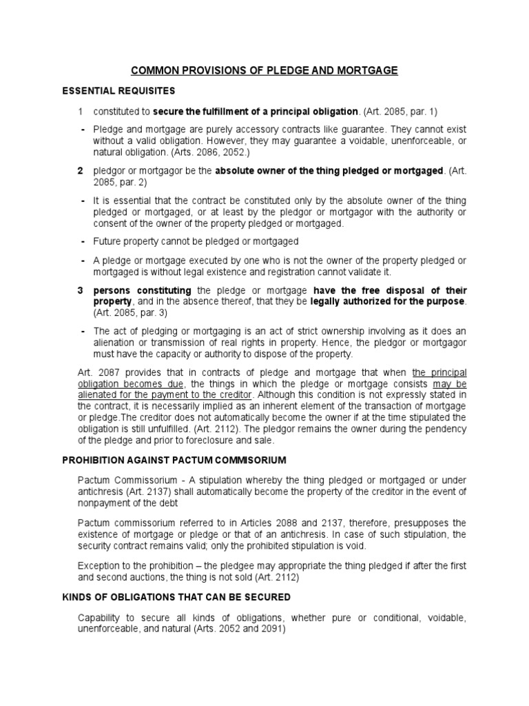 Pledge Reporting | PDF | Mortgage Law | Ownership