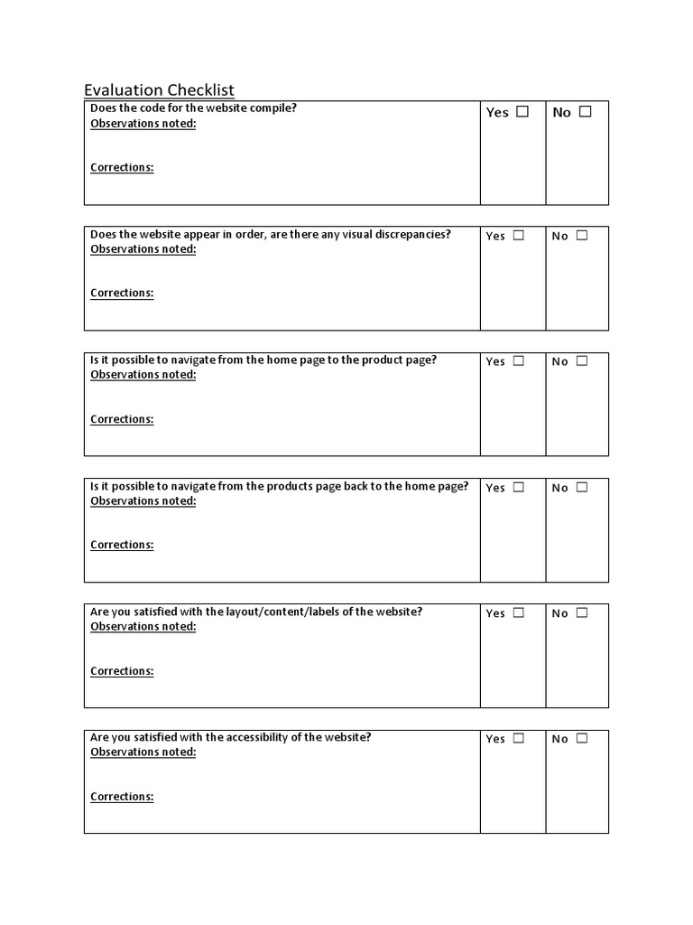 Evaluation Checklist | PDF