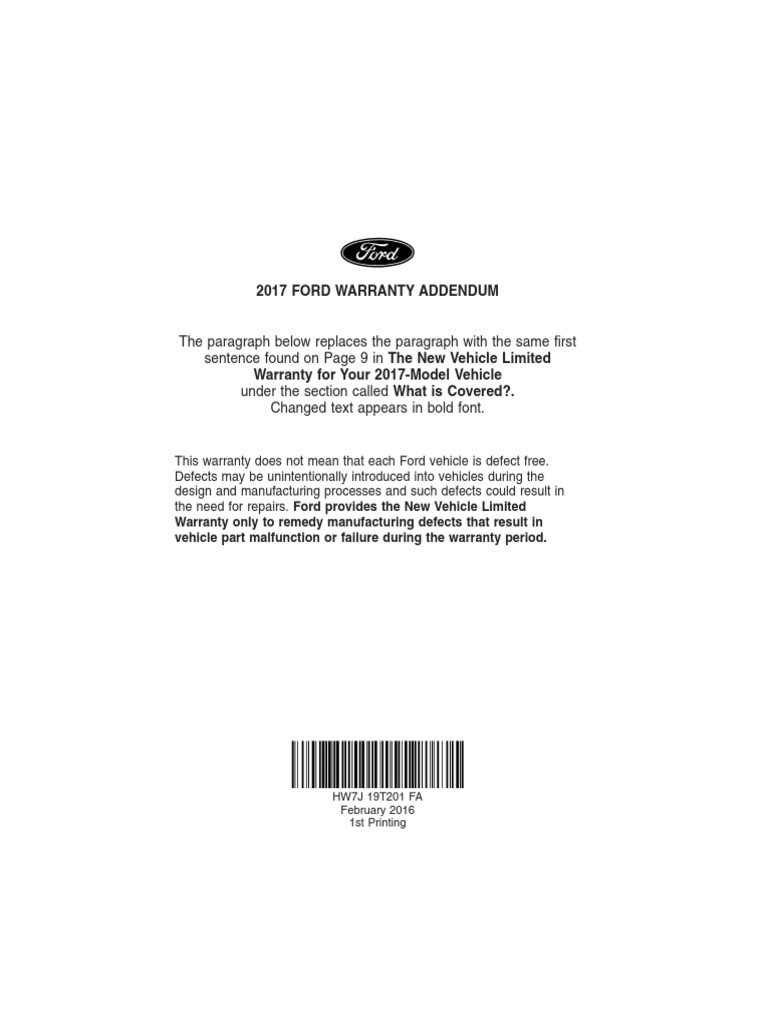 2017 Ford Warranty Addendum Card Version 1 - Ws - EN US - 02 - 2016 PDF ...