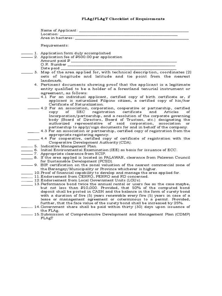Flagt Checklist of Requirements | PDF | Bonds (Finance) | Corporations