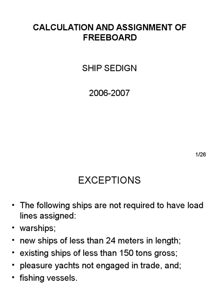 Calculation and Assignment of Freeboard | PDF | Deck (Ship) | Ships