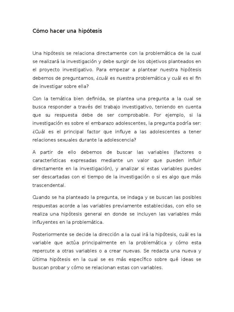 Cómo Hacer Una Hipótesis | PDF