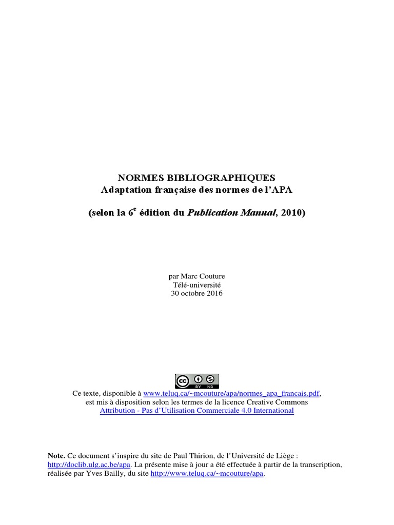 2016 Normes Apa Francais | Langue française | Document
