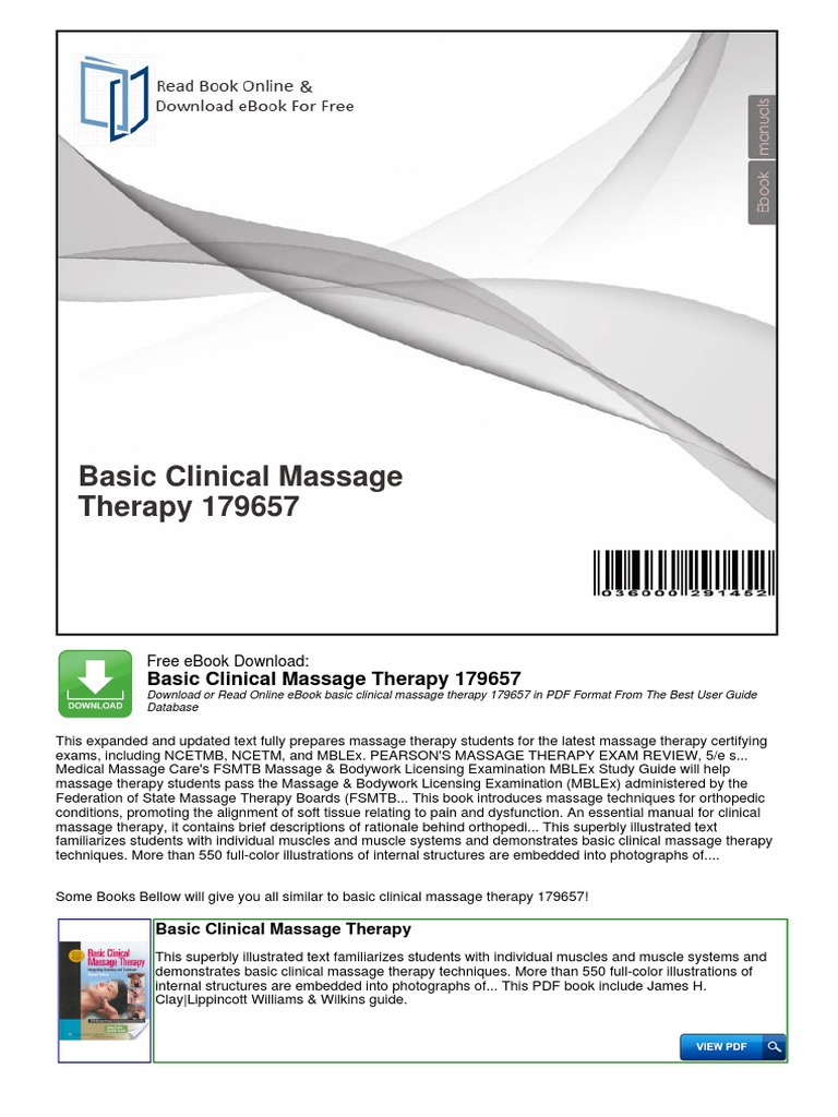 Basic Clinical Massage Therapy | PDF | Massage | Textbook