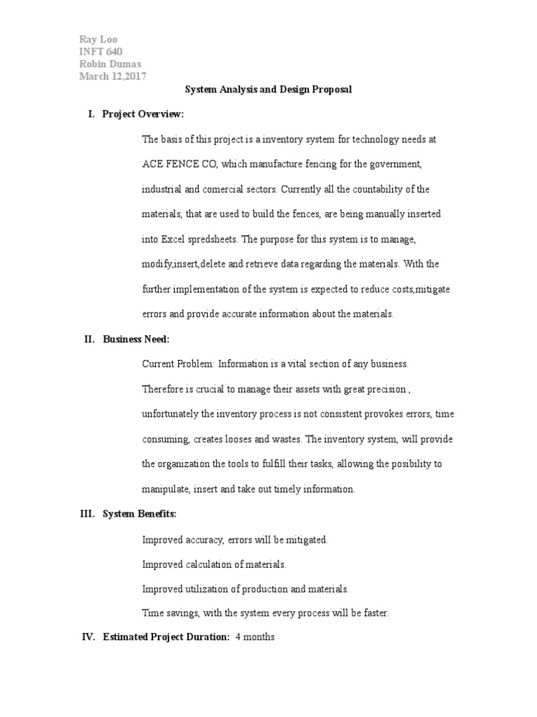 Inventory System Proposal for ACE FENCE CO | PDF
