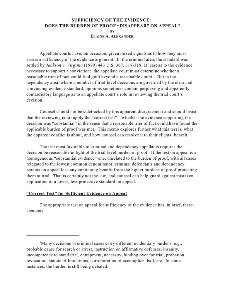 Burden of Proof and Substantial Evidence Memo | PDF | Burden Of Proof ...