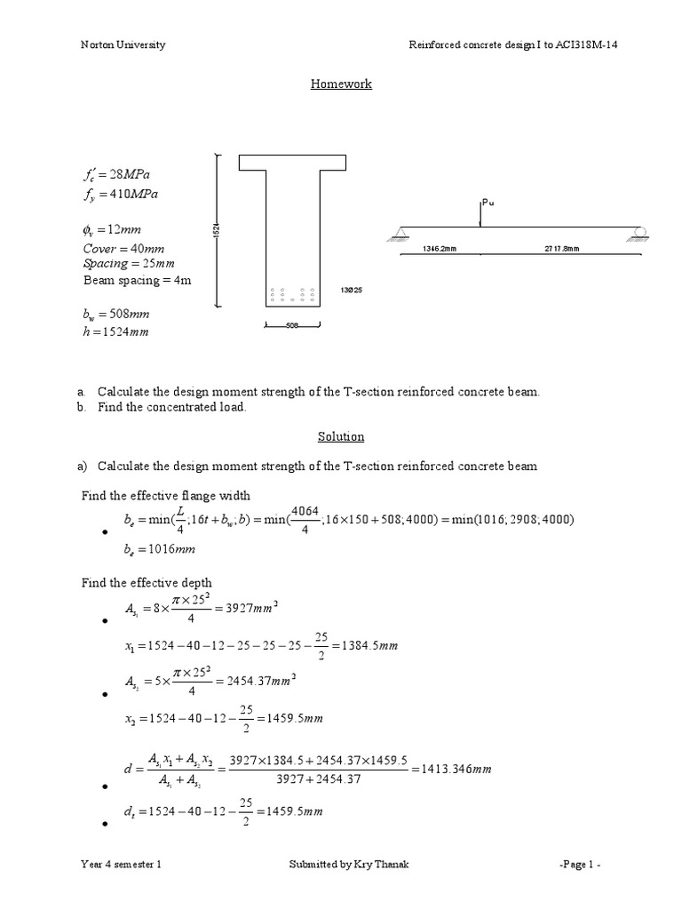 F Mpa F Mpa MM Cover MM: 25 Beam Spacing 4M | PDF | Reinforced Concrete ...