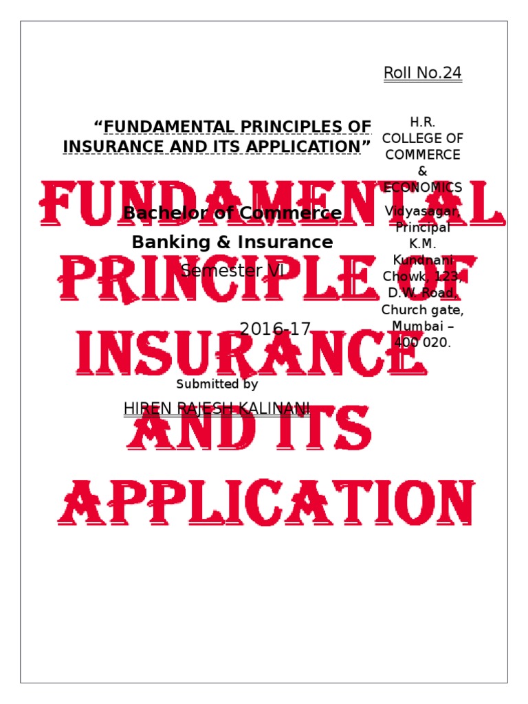 Fundamental Principle of Insurance and Its Application | PDF ...