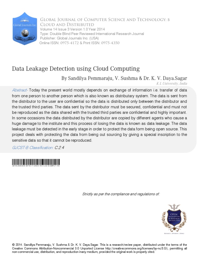 Data Leakage Detection Using Cloud Computing: Dataleakagedetectionusingcloudcomputing | PDF ...