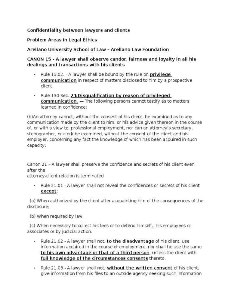 Confidentiality Between Lawyers and Clients | PDF | Attorney–Client ...