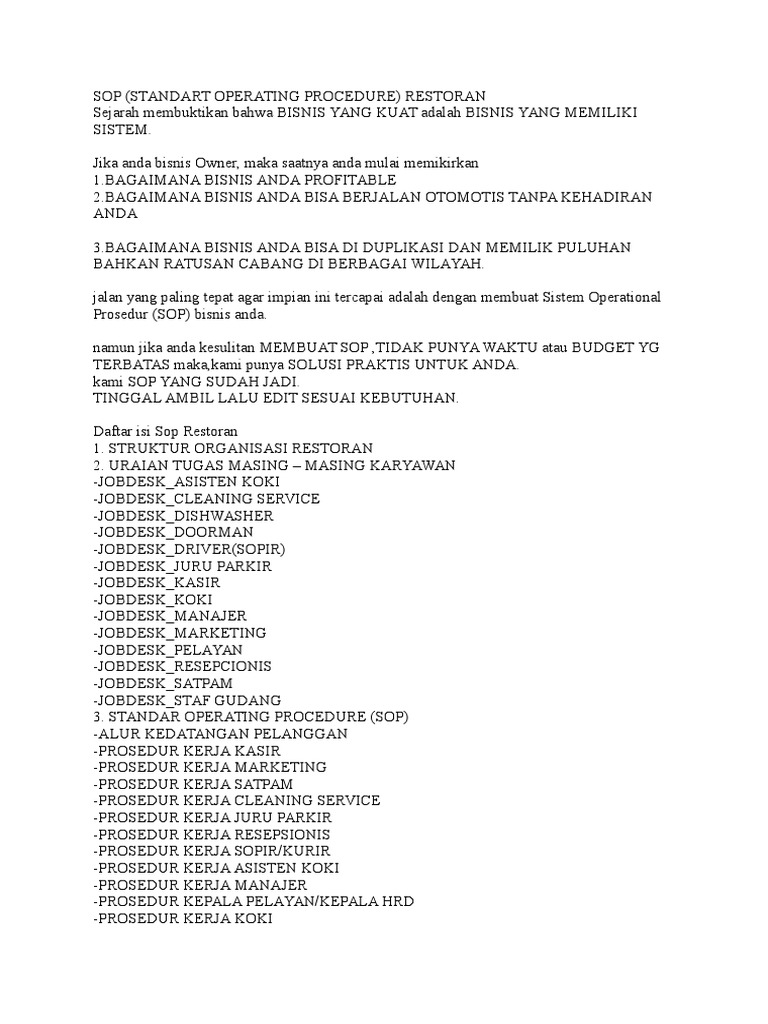 Sop Restoran Pdf