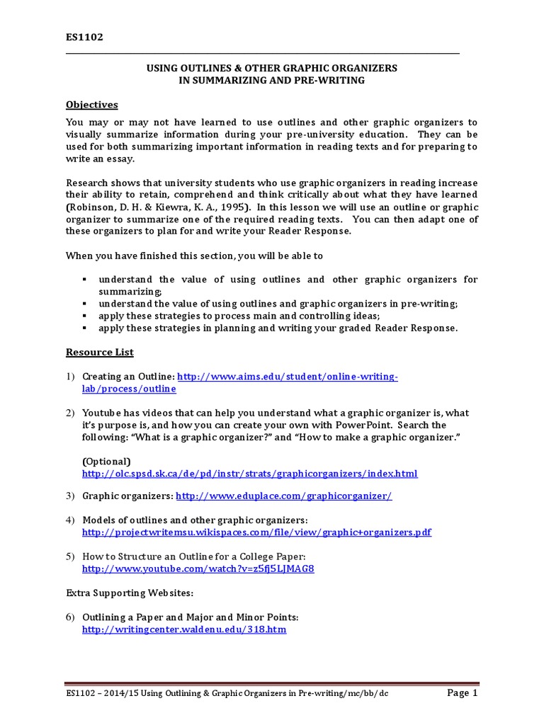 Using Outlining Other Graphic Organizers Final | PDF