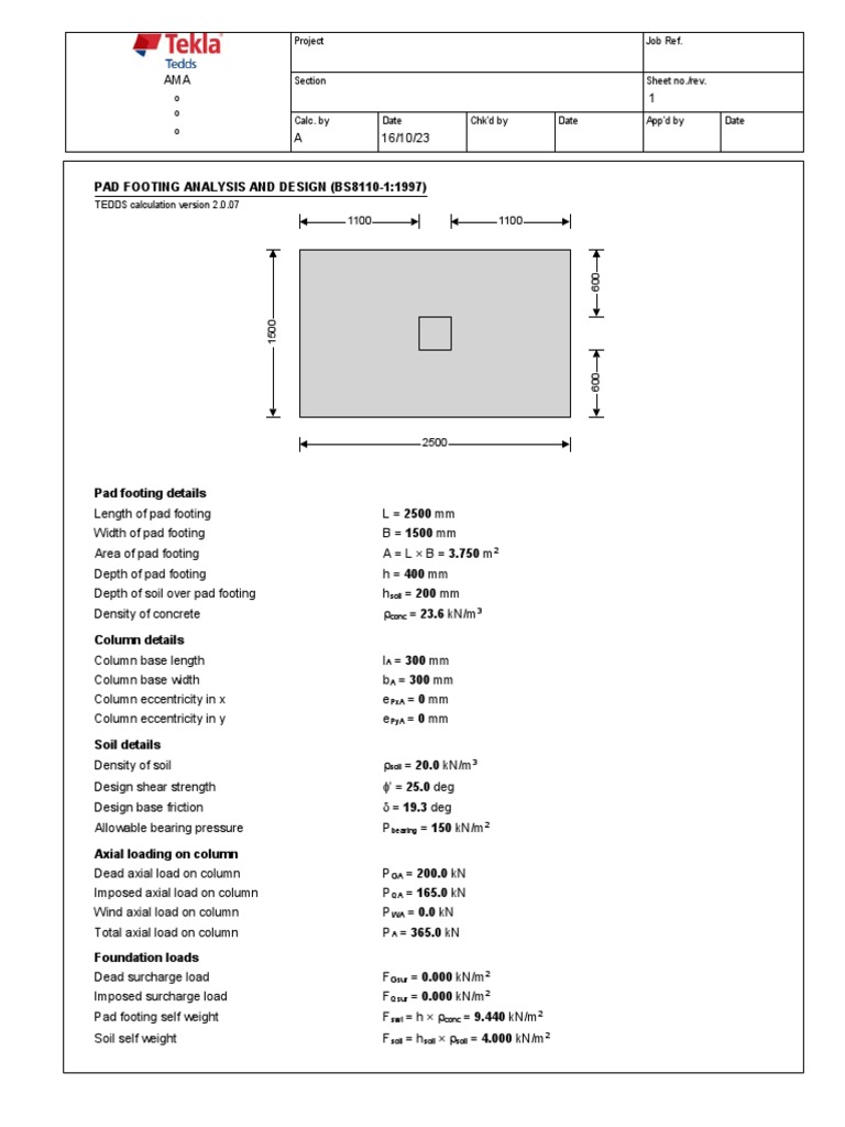 Pad Footing Example | Download Free PDF | Column | Materials Science
