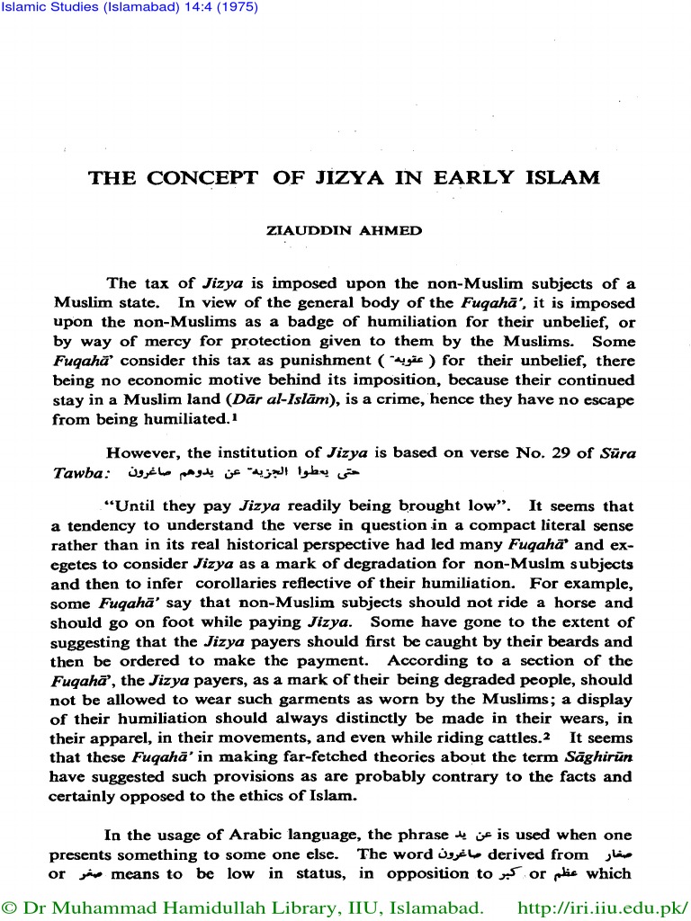 The Concept of Jizya in Early Islam | PDF | Muhammad | Middle East