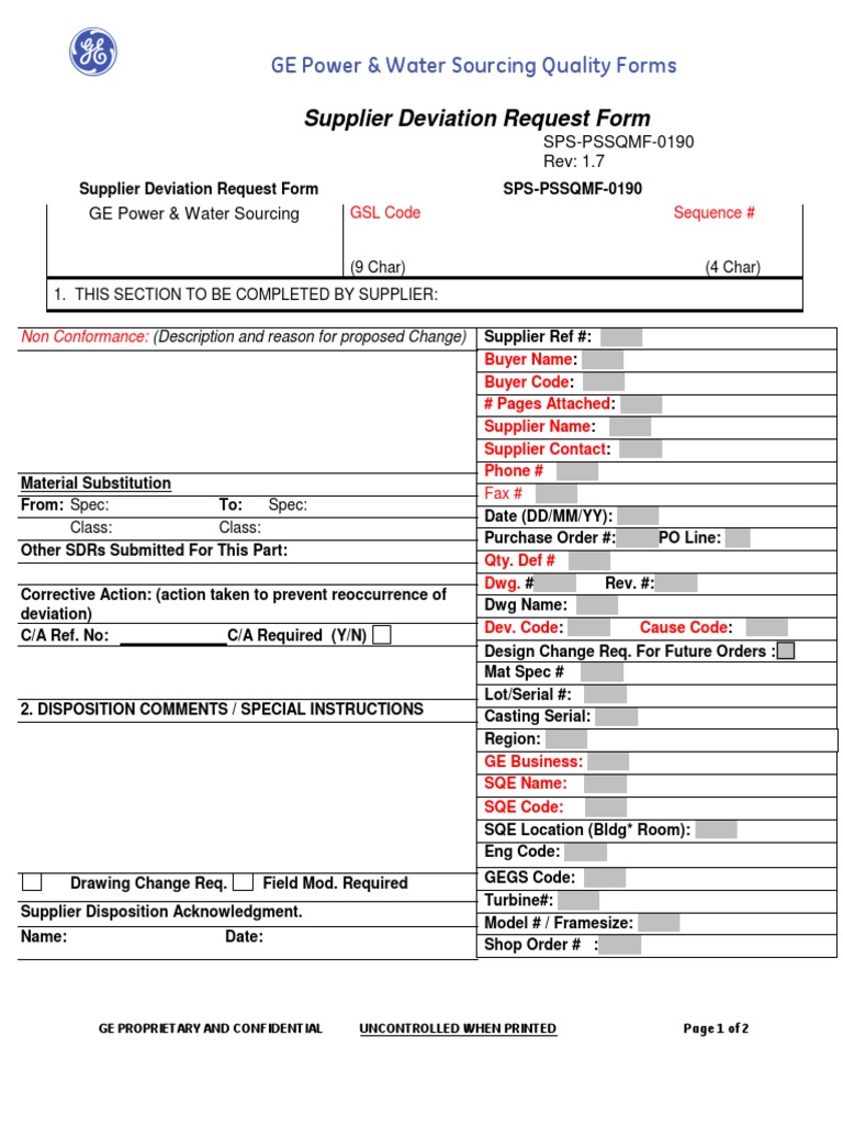 Supplier Deviation Request Form | PDF | Computing | Computing And ...